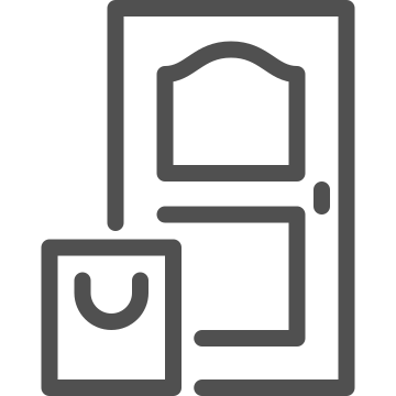 doorstep, food delivery, meal vector icon